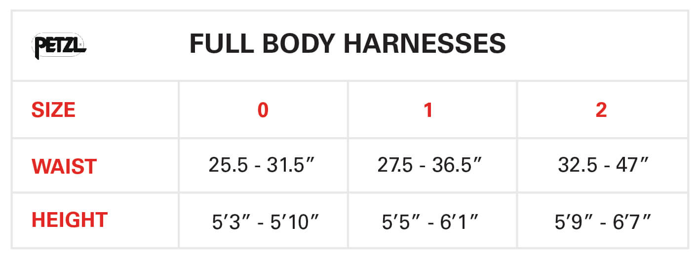 Harness Sizing Charts - Gravitec Systems Inc.